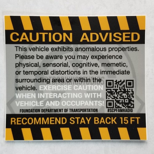 Caution Anomalous Bumper Sticker SCP Foundation - Etsy