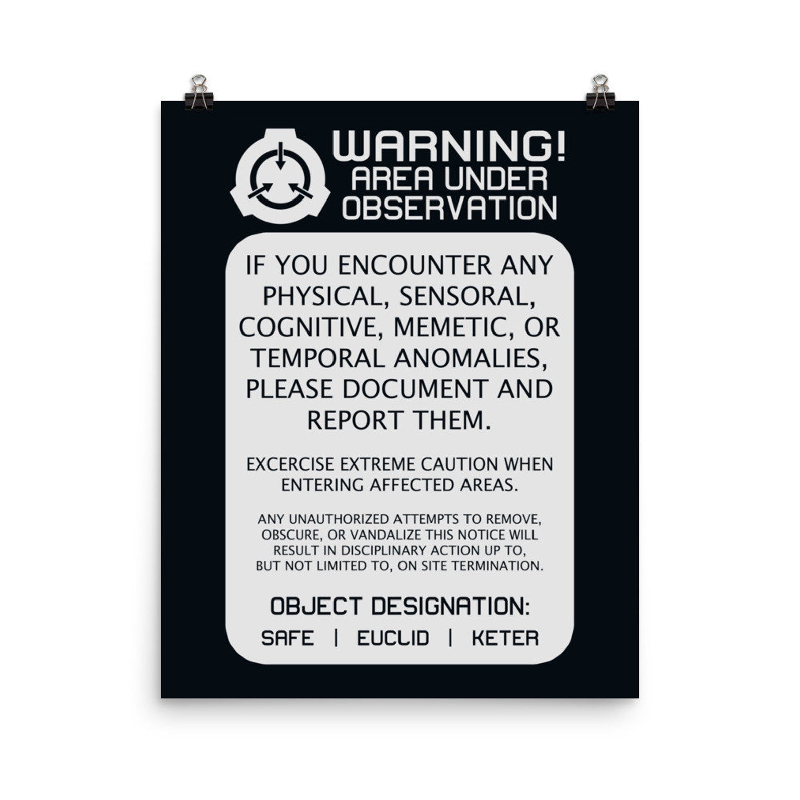 Blue WARNING Sign Poster / SCP Foundation / Unlimited Series | Etsy