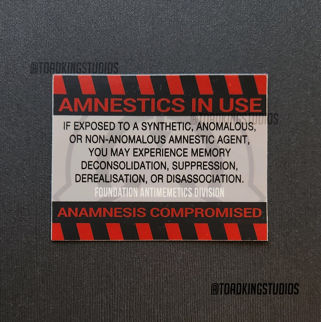 Amnestics in Use Red Warning 3-inch SCP Sticker - NEW - Etsy