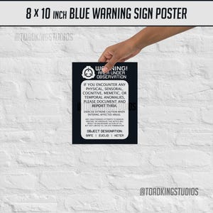 Blue WARNING Sign Poster / SCP Foundation / Unlimited Series - POD - Etsy
