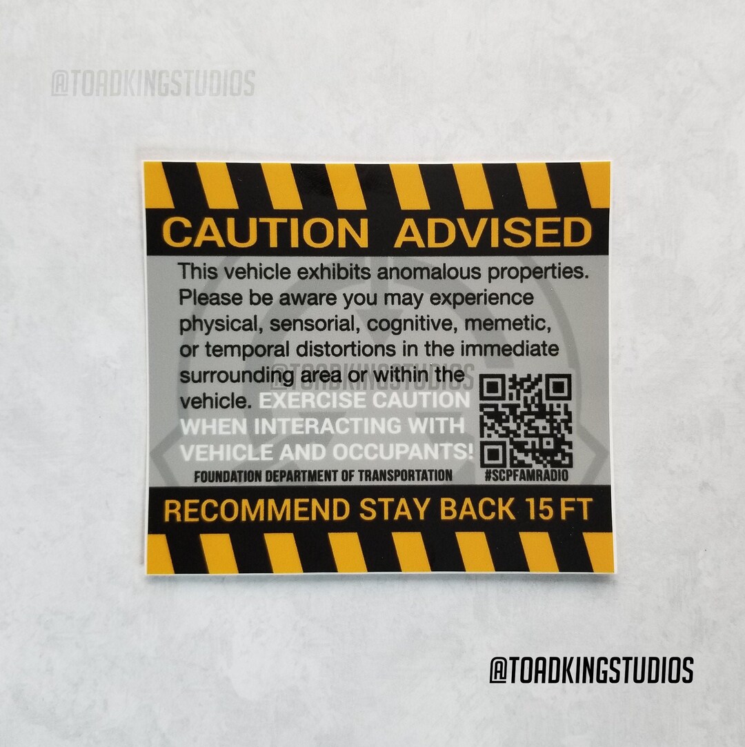 Caution Anomalous Vehicle Sticker - SCP Foundation - Etsy