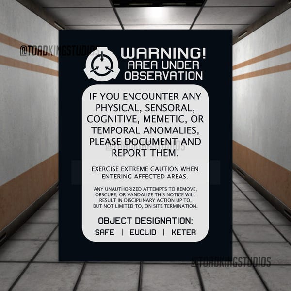 Scp Warning Signs - Etsy