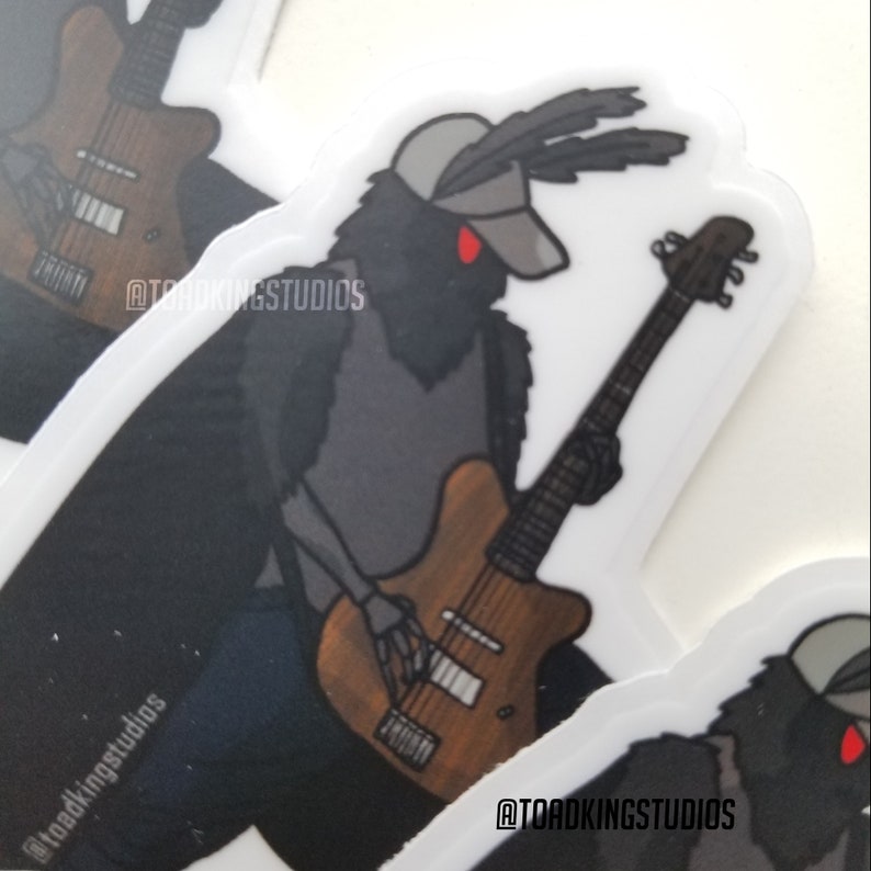 Mothman Cryptid Bassist Sticker - Grunge Band Bass Player Moth Dude - Etsy
