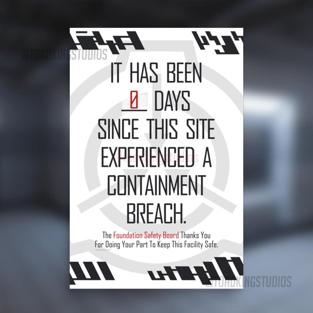 Zero Days Containment Breach Poster - SCP Foundation Site Sign - POD ...