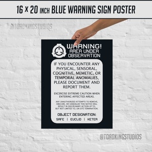 Blue WARNING Sign Poster / SCP Foundation / Unlimited Series POD - Etsy