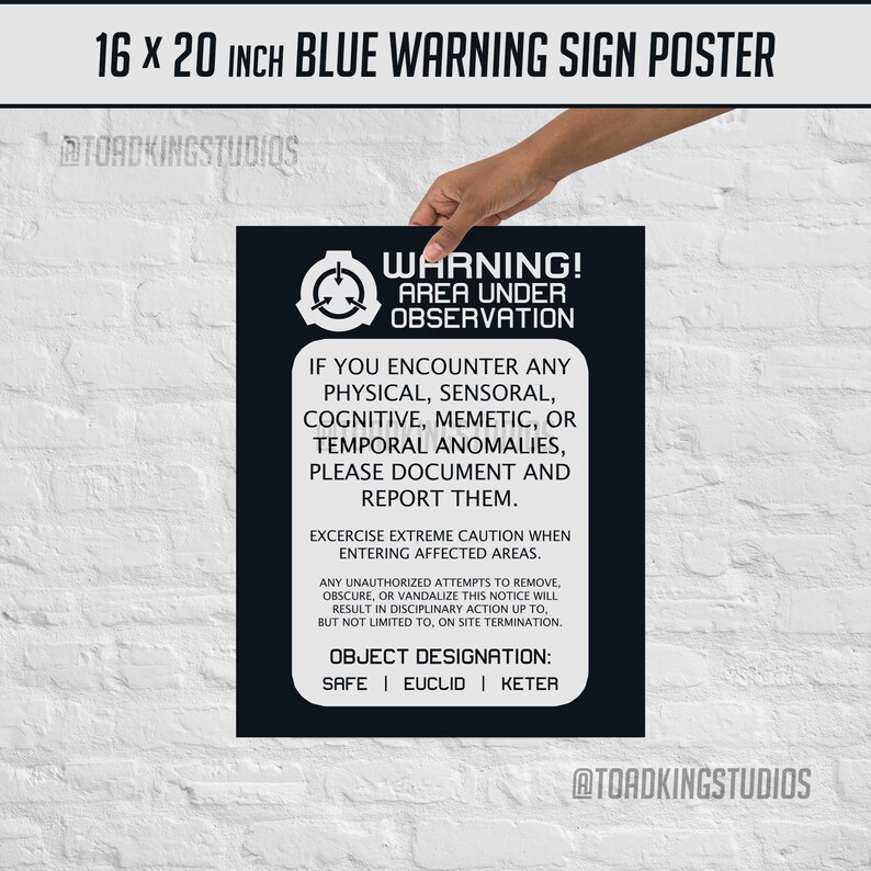 Blue WARNING Sign Poster / SCP Foundation / Unlimited Series - Etsy