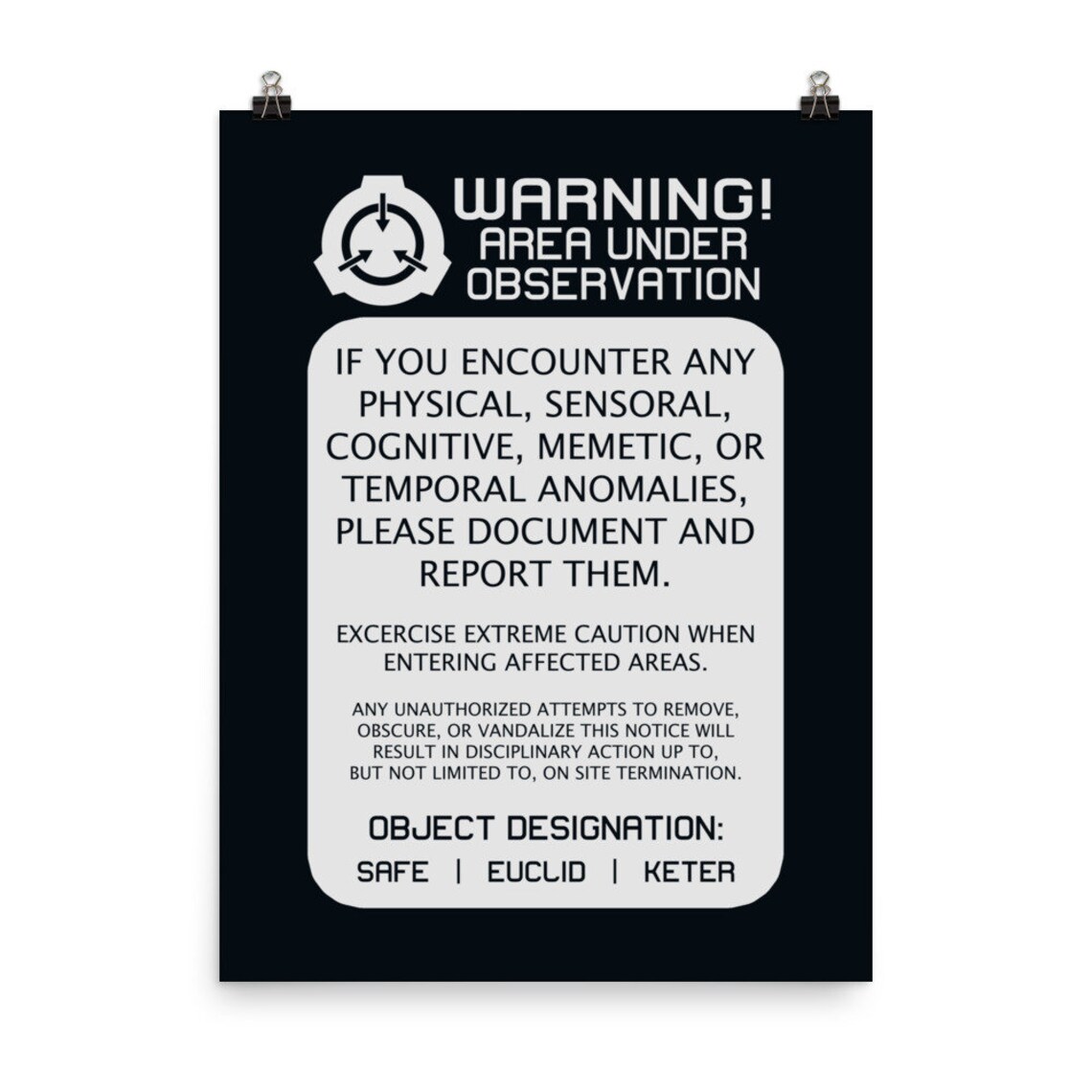 Blue WARNING Sign Poster / SCP Foundation / Unlimited Series | Etsy