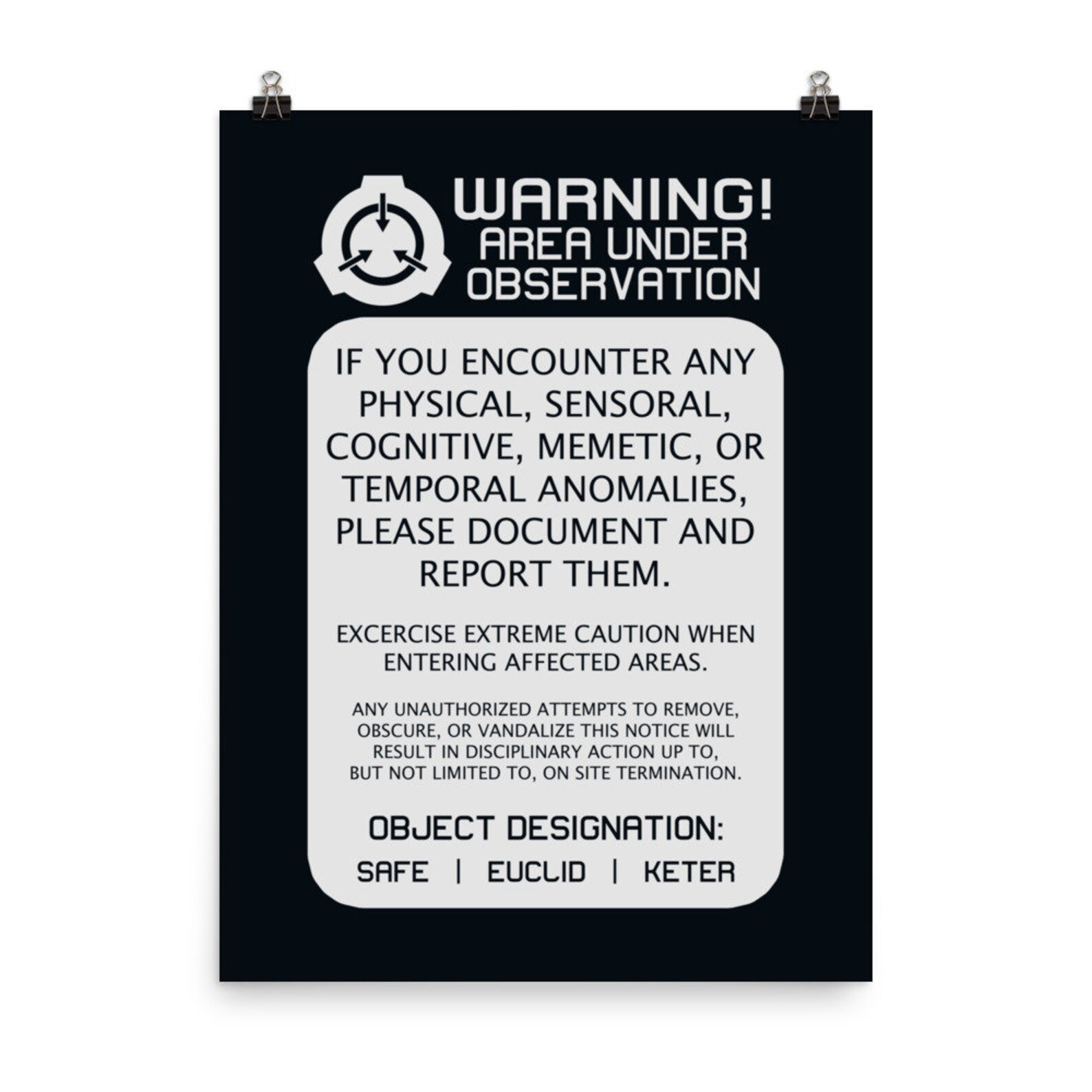 Blue WARNING Sign Poster / SCP Foundation / Unlimited Series | Etsy