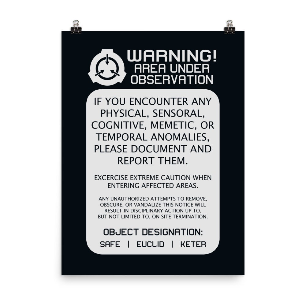 Blue WARNING Sign Poster / SCP Foundation / Unlimited Series | Etsy