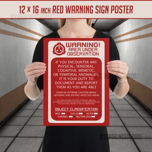 RED Warning Sign SCP Foundation Poster POD Anomalous Observation ...