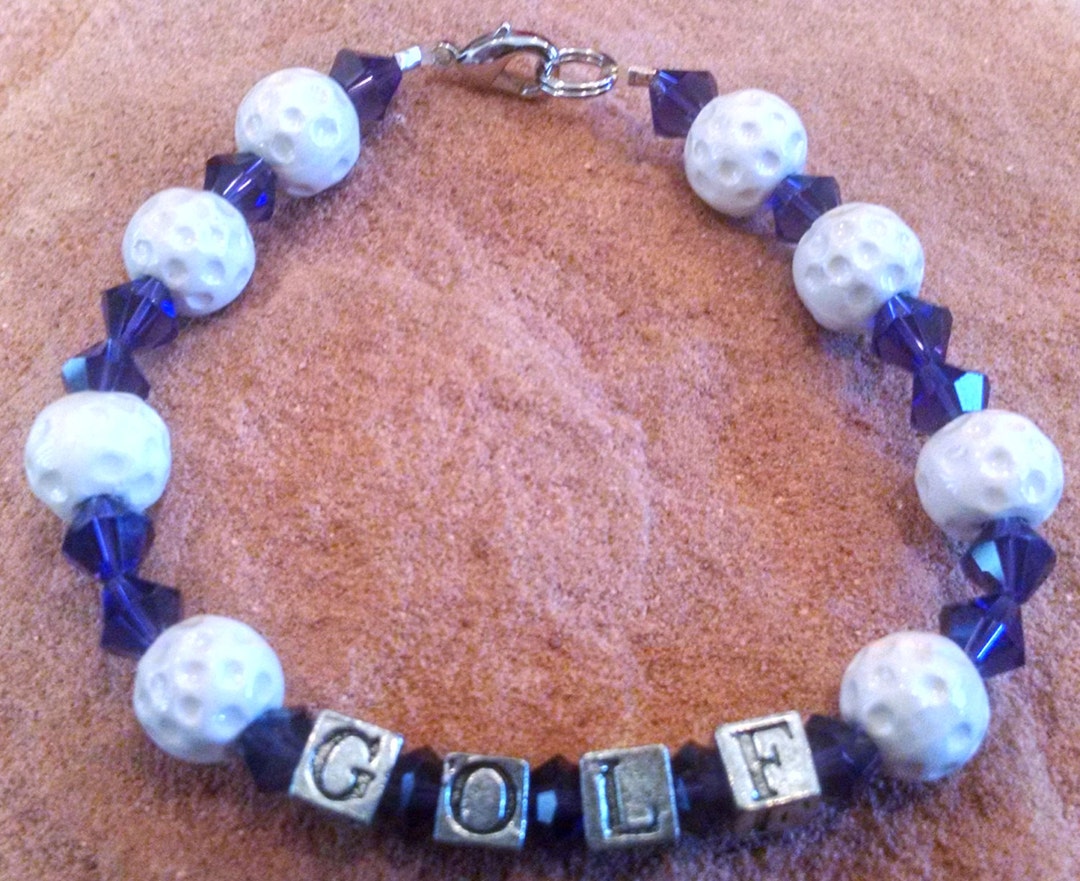 Ceramic Golf Ball Bead "golf" Bracelet With Swarovski Crystals - Etsy