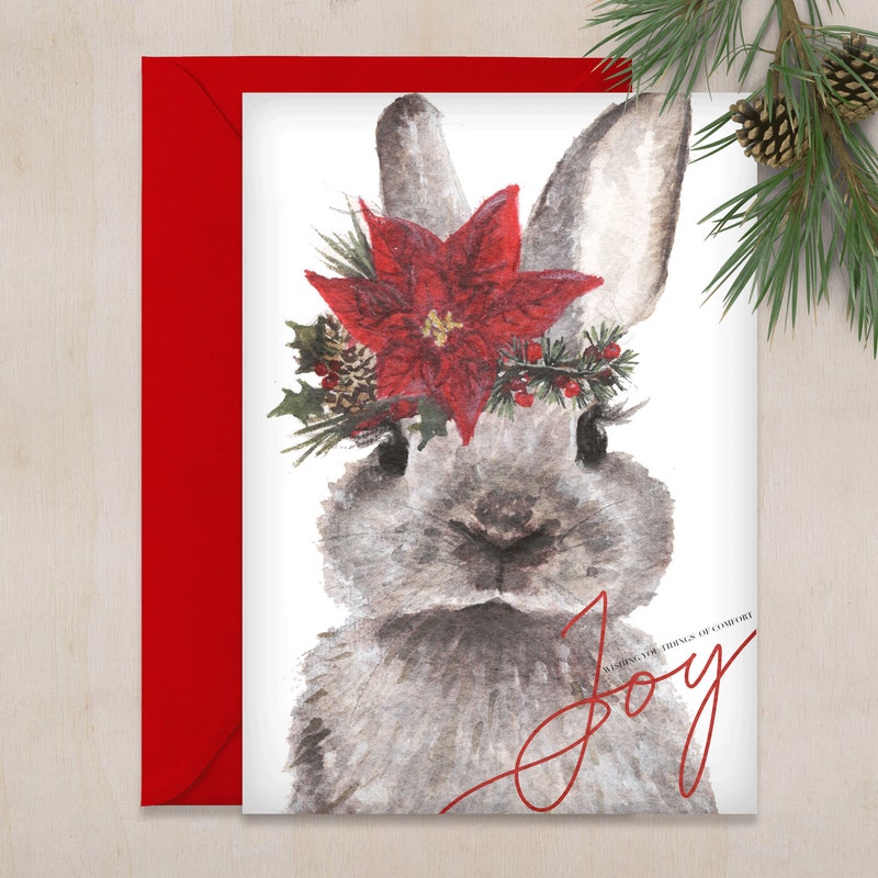 Bunny Christmas Card - Etsy