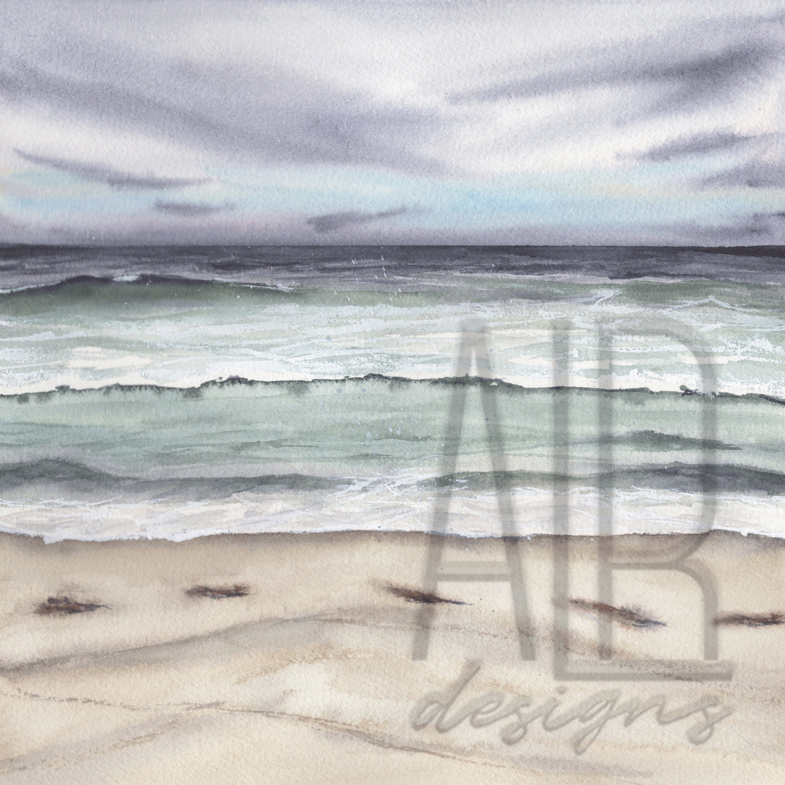 Wave Break Watercolor Print 8x8 10x10 Fine Art Print Beach - Etsy