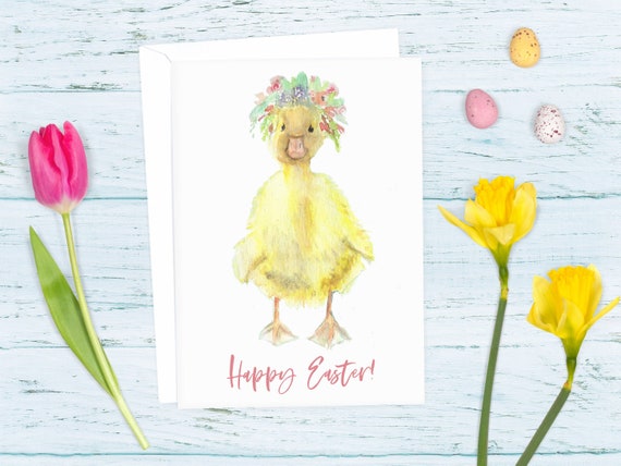 Happy Easter Duck or no text blank greeting card funny | Etsy