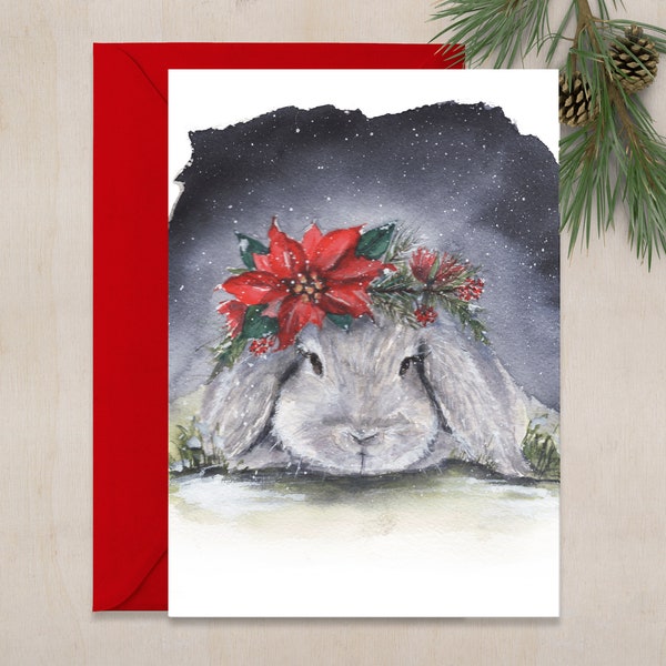 Bunny Christmas Card - Etsy