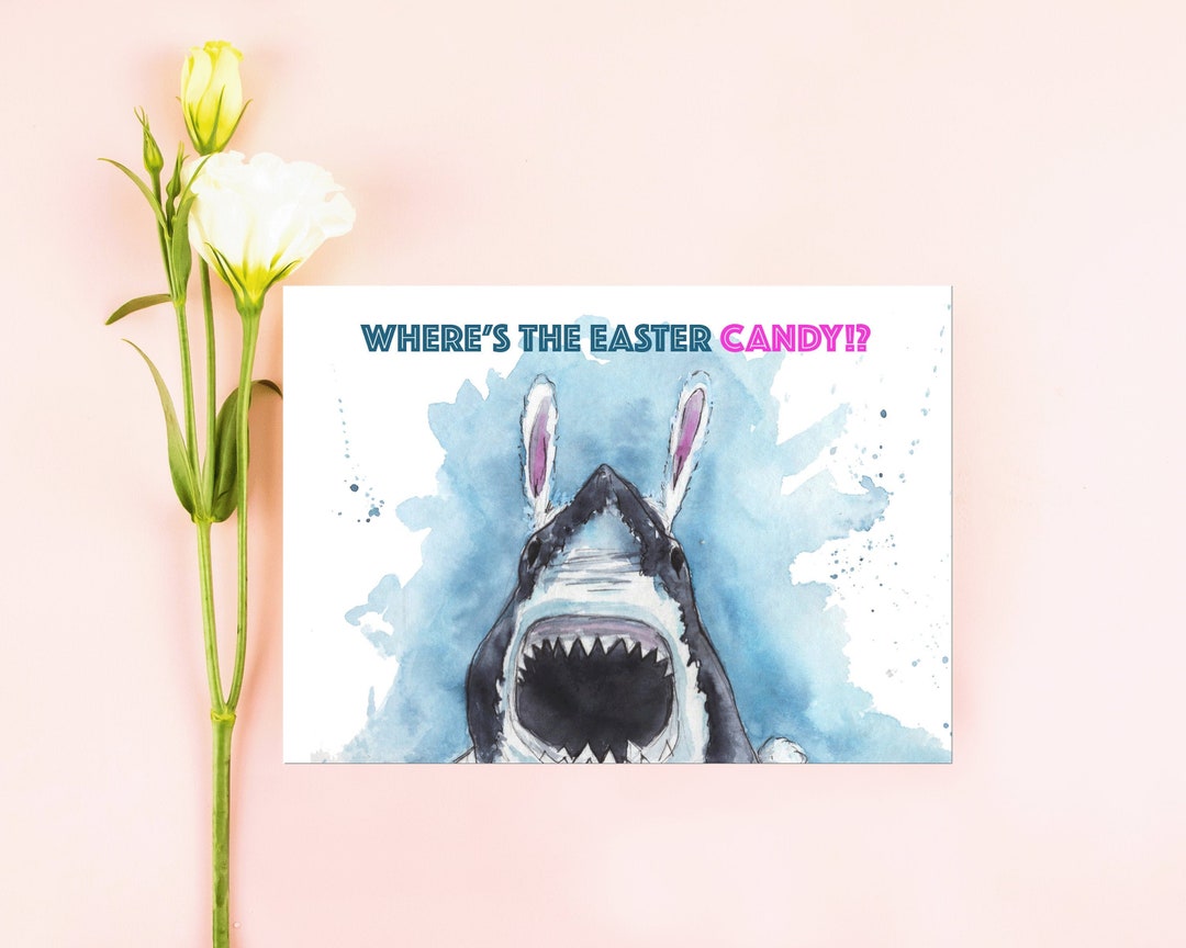 Shark Easter Card Version Two* DIGITAL DOWNLOAD FILE* Only, Printable ...