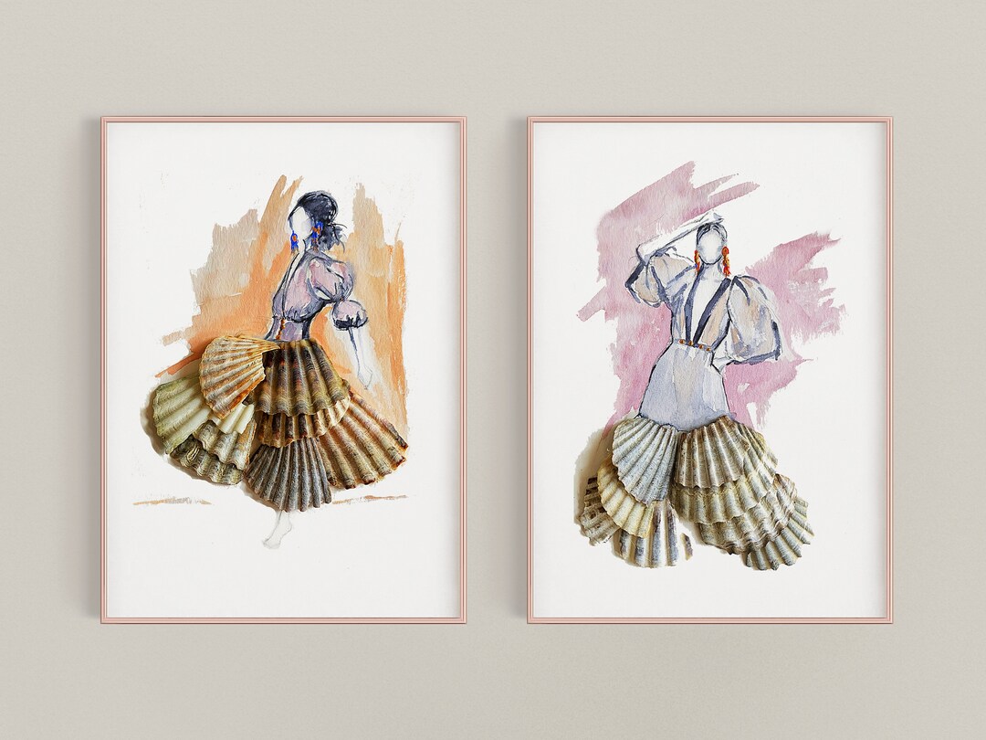 Shell Lady Dancer, Two Print Set 8x10 or 5x7 Fine Art Print, Beach Art ...