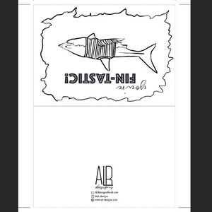 Fintastic Shark Greeting Card DIGITAL DOWNLOAD FILE, Printable Shark ...