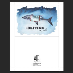Fintastic Shark Greeting Card DIGITAL DOWNLOAD FILE, Printable Shark ...