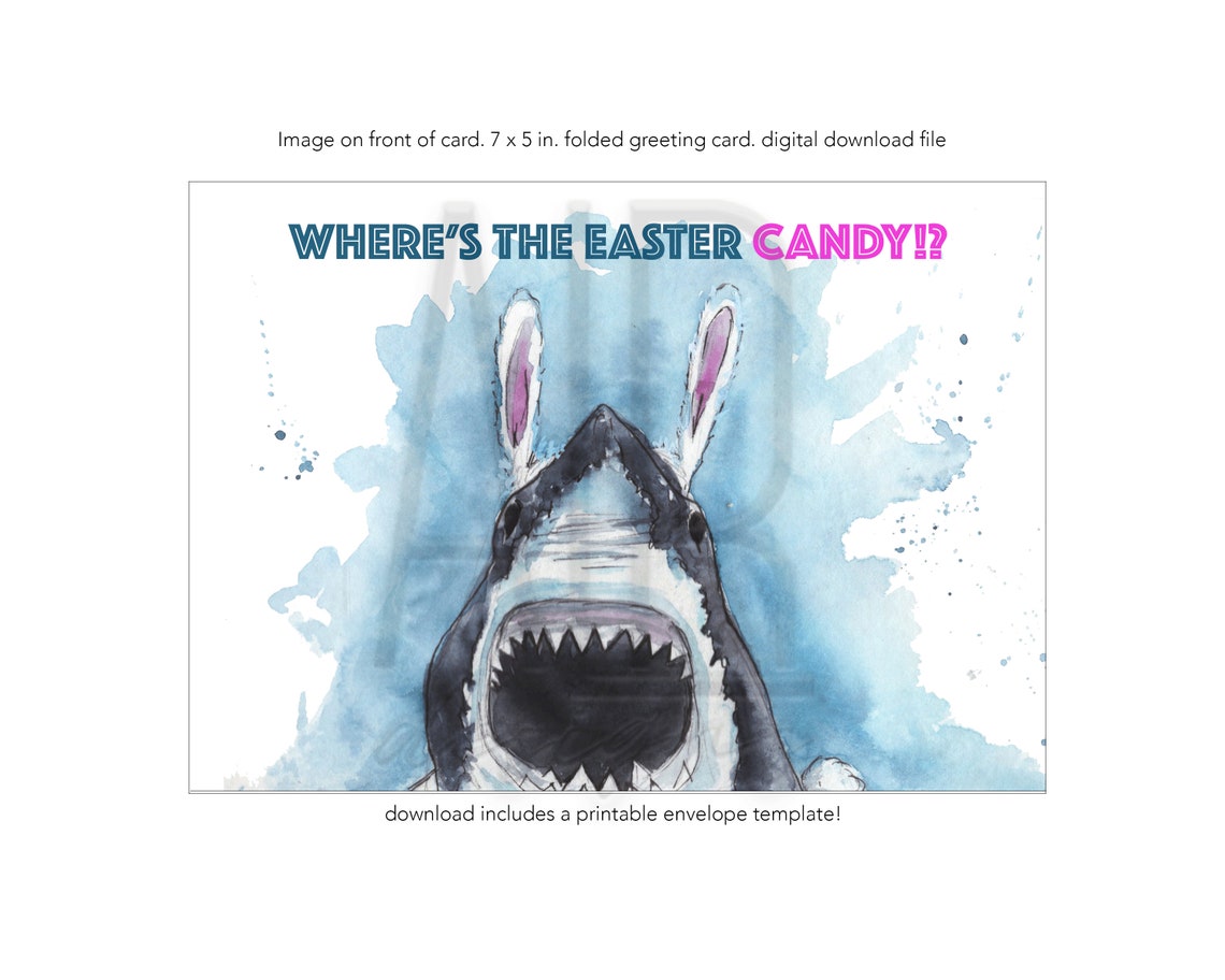 Shark Easter Card version two DIGITAL DOWNLOAD FILE only | Etsy