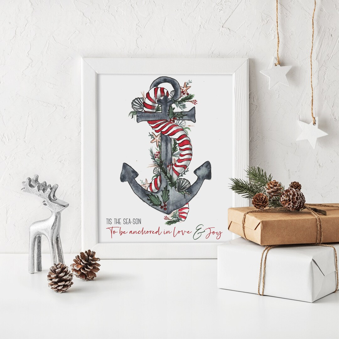 Christmas Anchor Print DIGITAL DOWNLOAD FILE Only, Printable Art ...