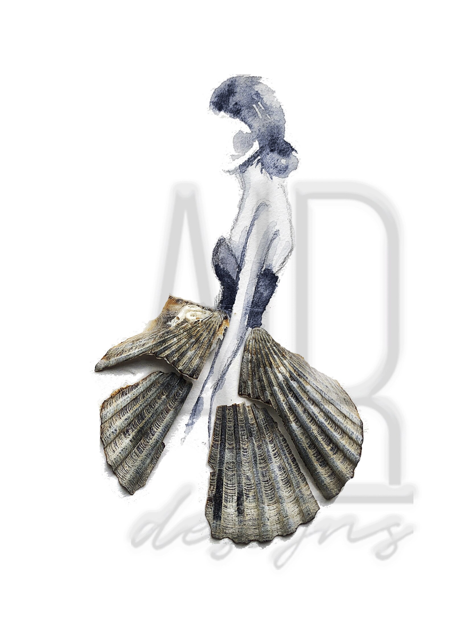 Shell Lady Print: Home Decor Wall Art Coastal Art Cottage - Etsy