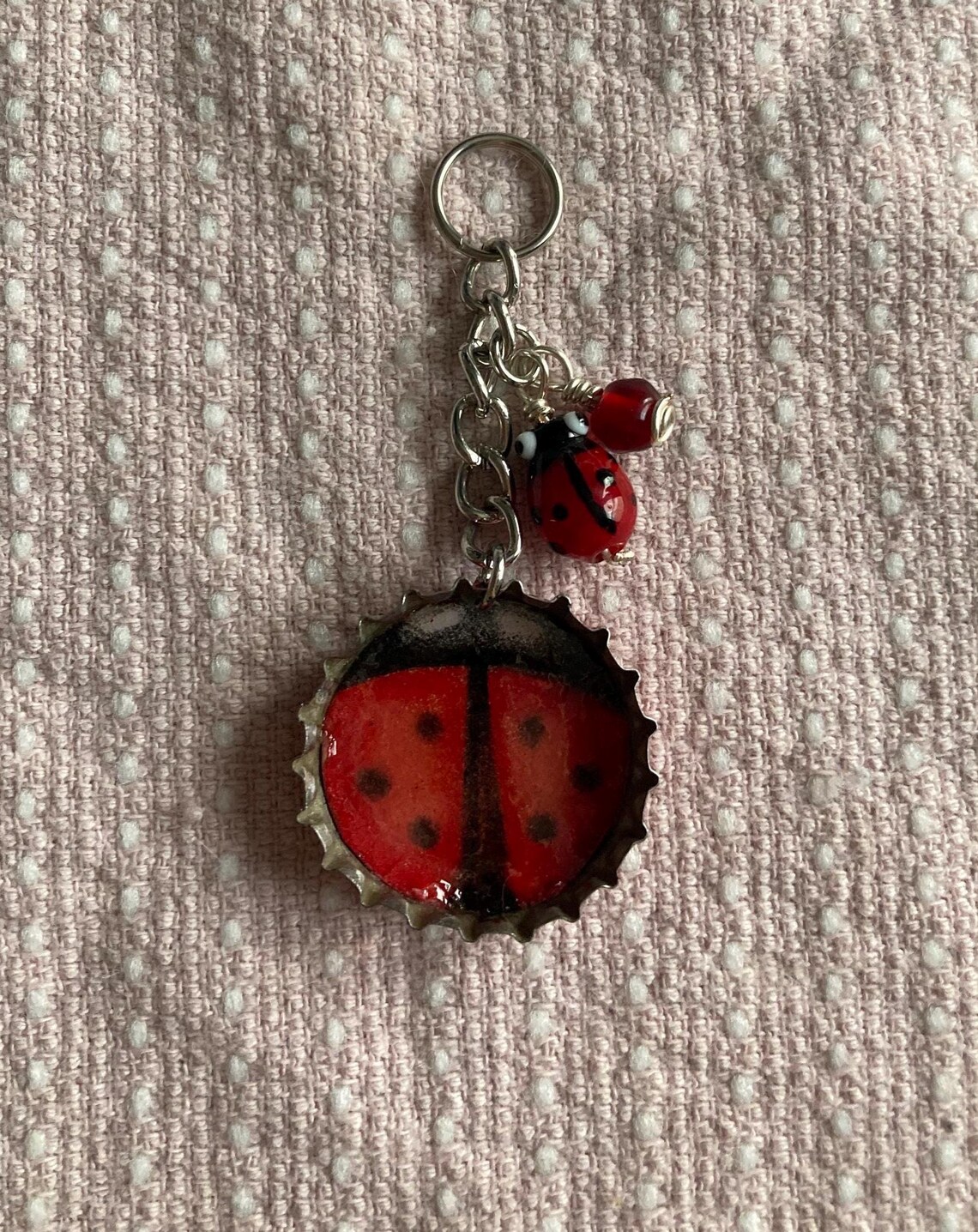 Ladybug Coca Cola Bottle Cap Keychain | Handmade | Hand Painted | Glass ...