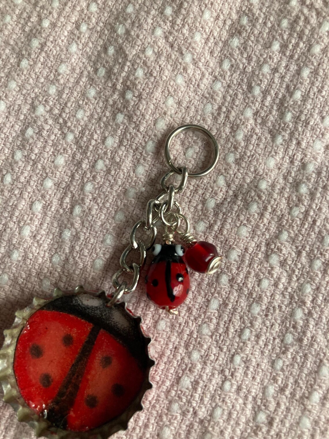 Ladybug Coca Cola Bottle Cap Keychain | Handmade | Hand Painted | Glass ...