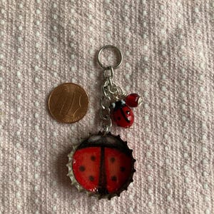 Ladybug Coca Cola Bottle Cap Keychain | Handmade | Hand Painted | Glass ...