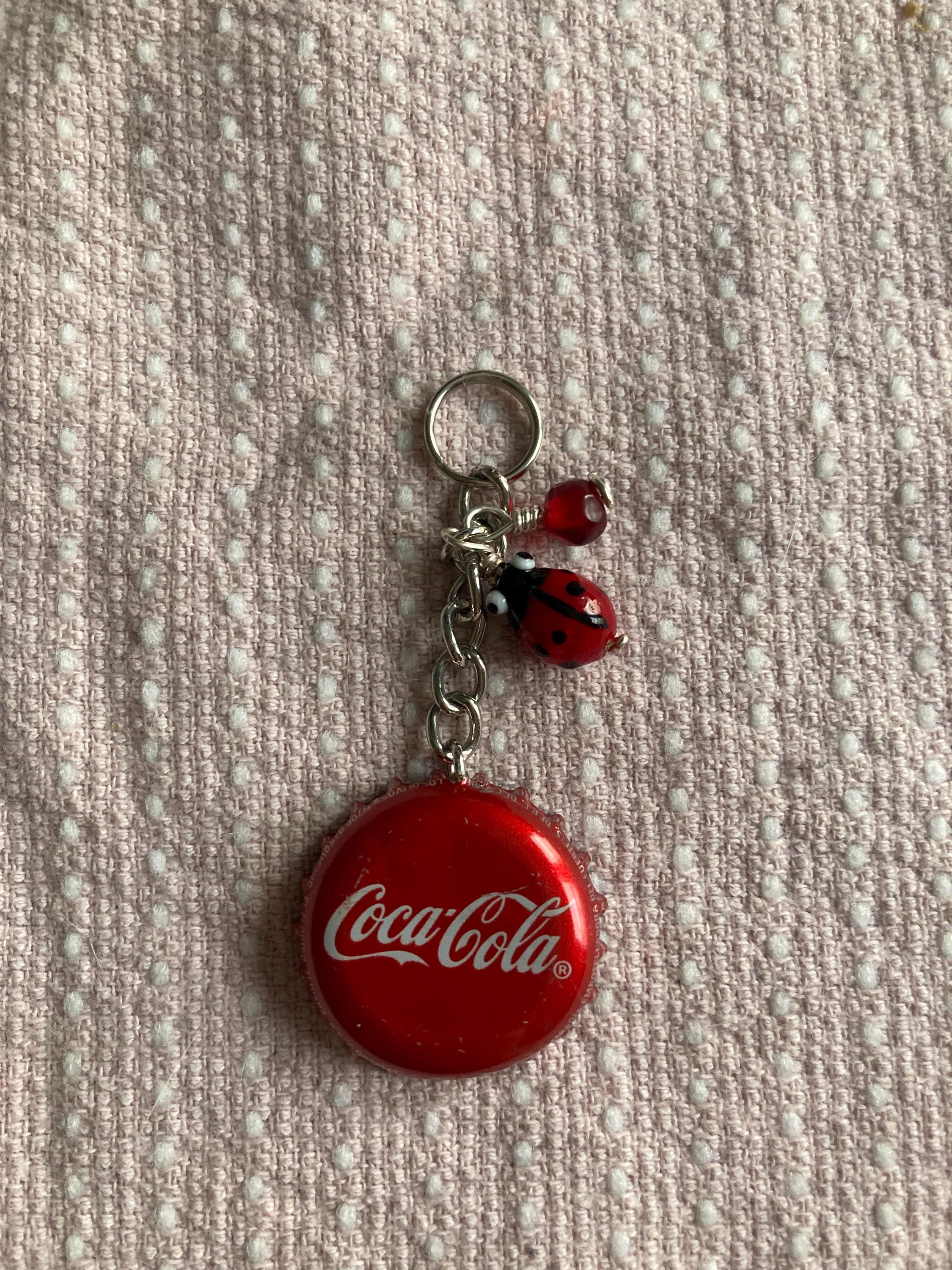Ladybug Coca Cola Bottle Cap Keychain | Handmade | Hand Painted | Glass ...