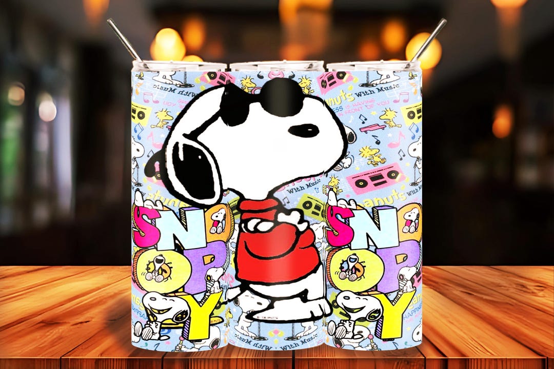 Retro Snoopy Tumbler Wrap PNG: Peanuts Cartoon Design (digital Download ...