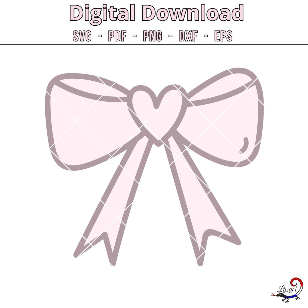 Pink Heart Bow Svg/png | Cute Decorative Clipart | Kawaii Ribbon ...