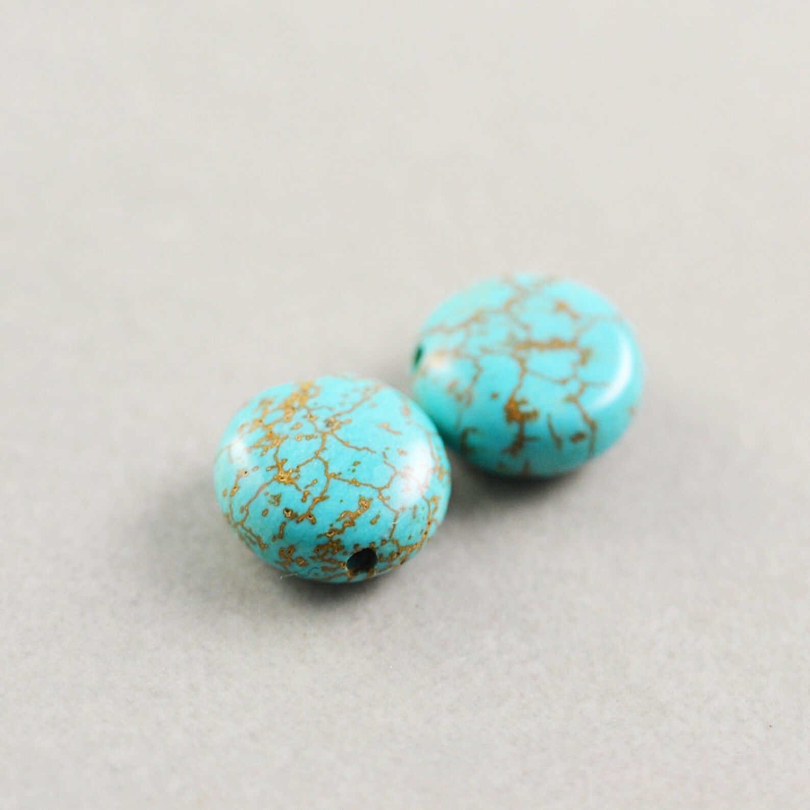 Chalk Turquoise Coin Beads, 10mm Smooth Beads, Stone Beads, Two - Etsy