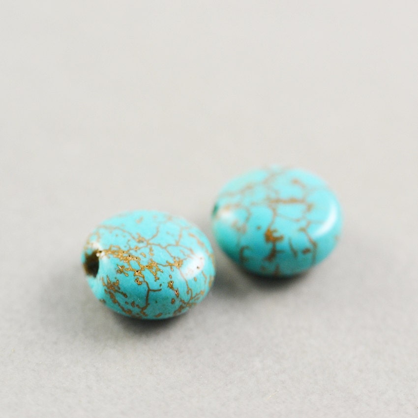 Chalk Turquoise Coin Beads, 10mm Smooth Beads, Stone Beads, Two - Etsy