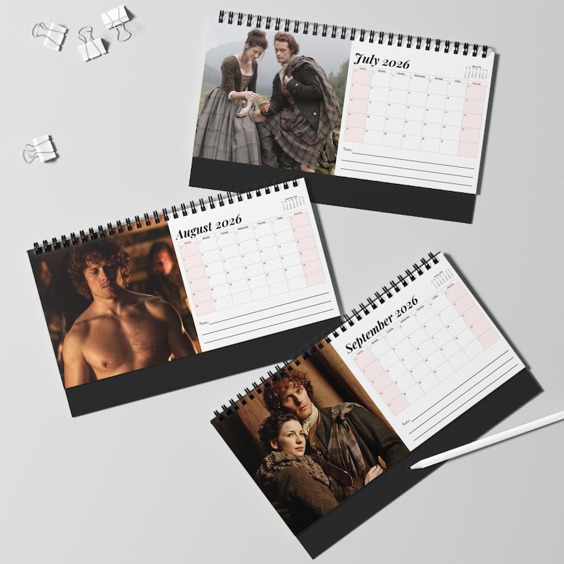 Outlander 2026 Desktop Calendar, Scottish Romance Gift, Jamie Fraser ...