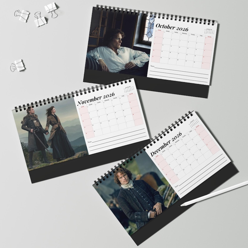 Outlander 2026 Desktop Calendar, Scottish Romance Gift, Jamie Fraser ...