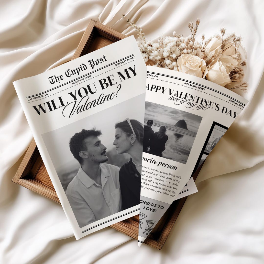 Editable Valentines Day Cupid Post Newspaper Template Custom Valentines ...