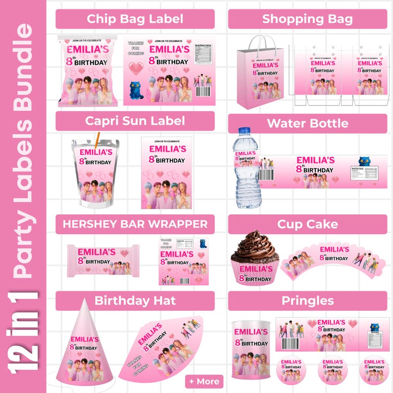 Kpop Saja Boy Party Pack Chip Bag, Birthday Treat, Birthday Favor ...