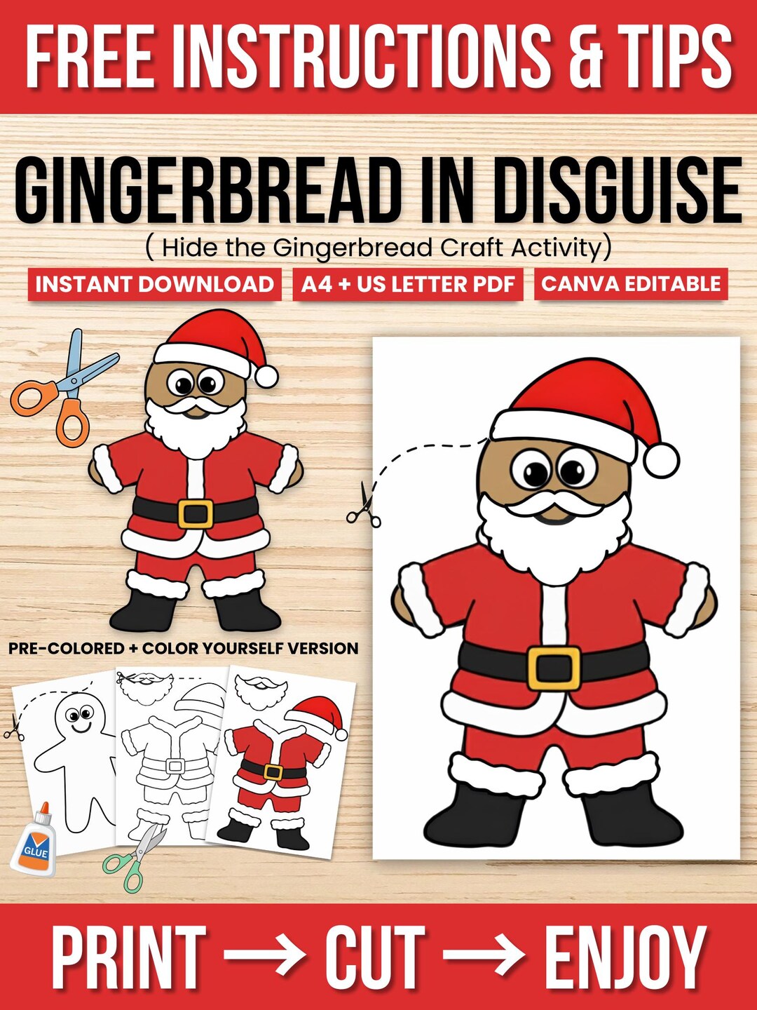 Disguise Gingerbread Man Santa | Santa Gingerbread Disguise Printable ...
