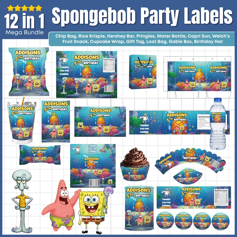Spongebob Chips Bag Template - Etsy Canada