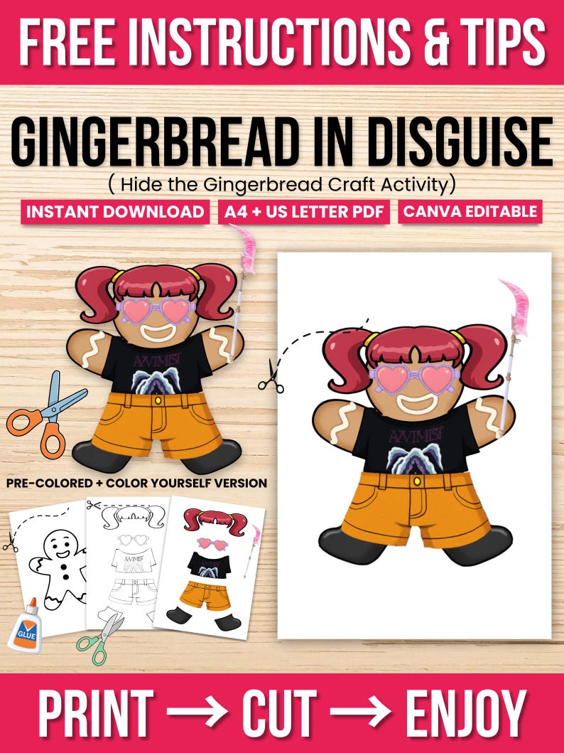 Disguise the Gingerbread Man Kpop Hunter Printable Craft Kit, Mira ...