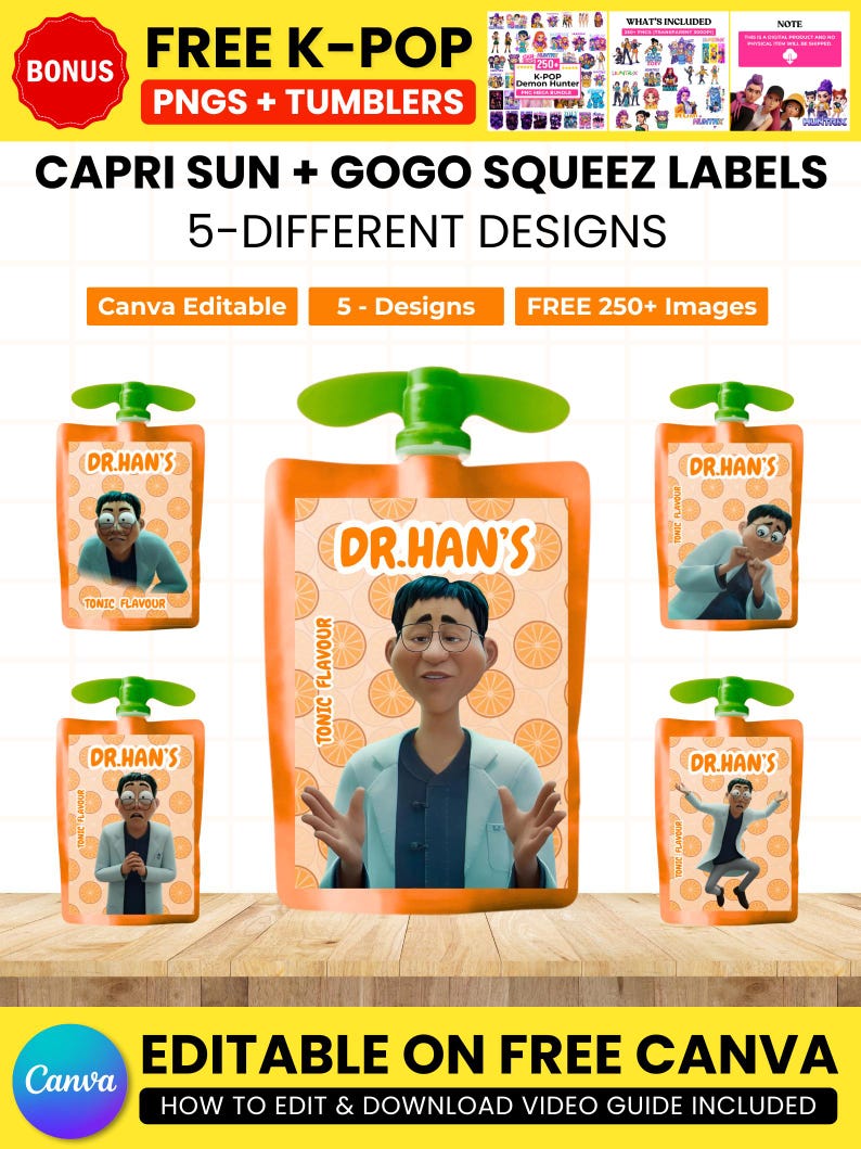 Kpop Demon Hunter Dr Han Tonic Gogosqueez Labels, Rumi Medicine Tonic ...