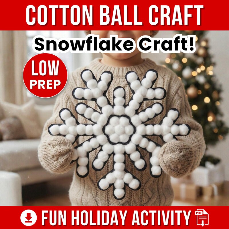 Snowflake Cotton Ball Craft - Etsy