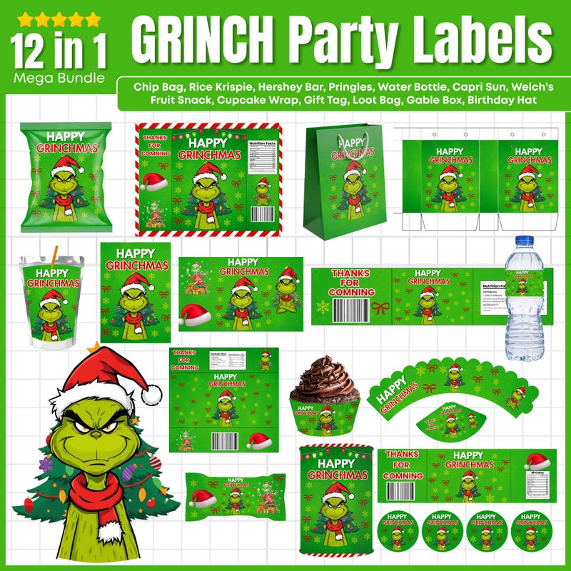 Grinch Labels - Etsy