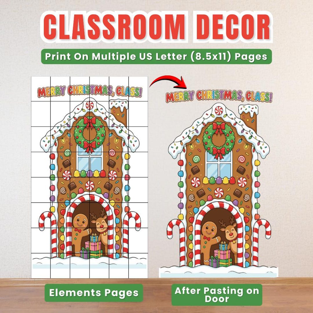 Gingerbread Christmas Classroom Door Decor Kit, Christmas Class Decor ...