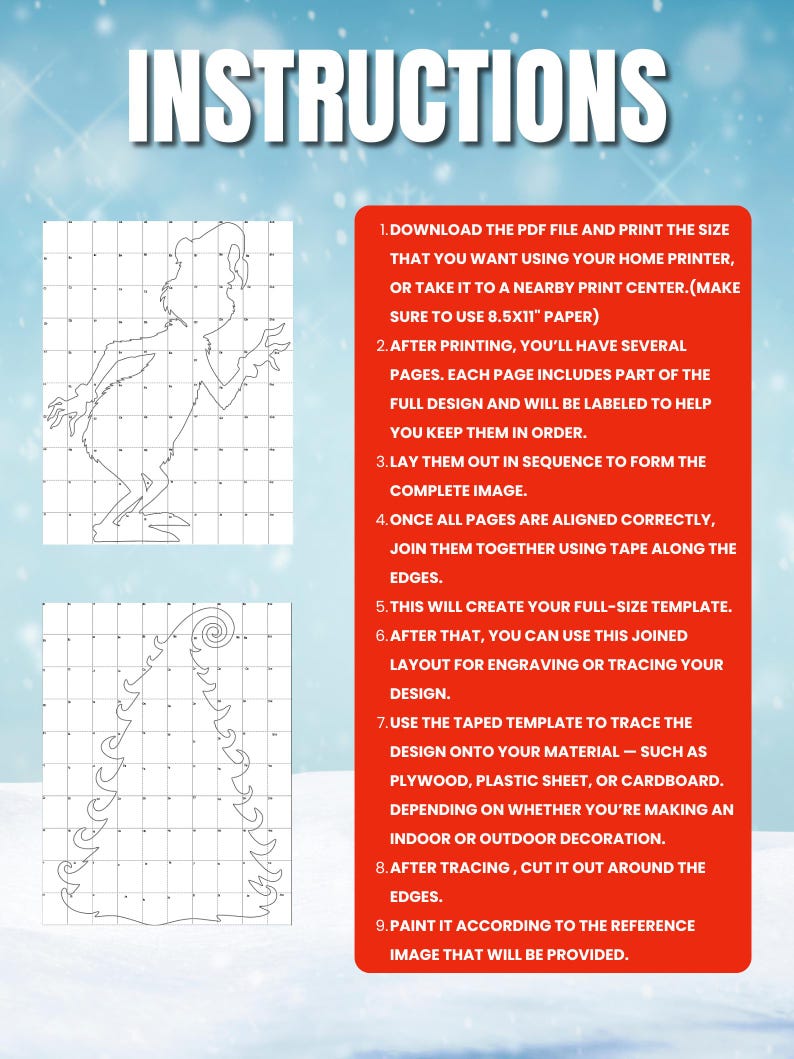 Christmas Grinch Template Printable, Grinch Printable Template, Trace ...
