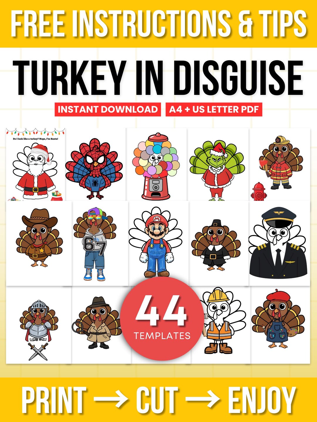 Disguise a Turkey Thanksgiving Printable Crafts for Boys and Girls ...