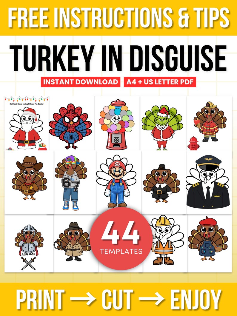 Disguise a Turkey Thanksgiving Printable Crafts for Boys and Girls ...