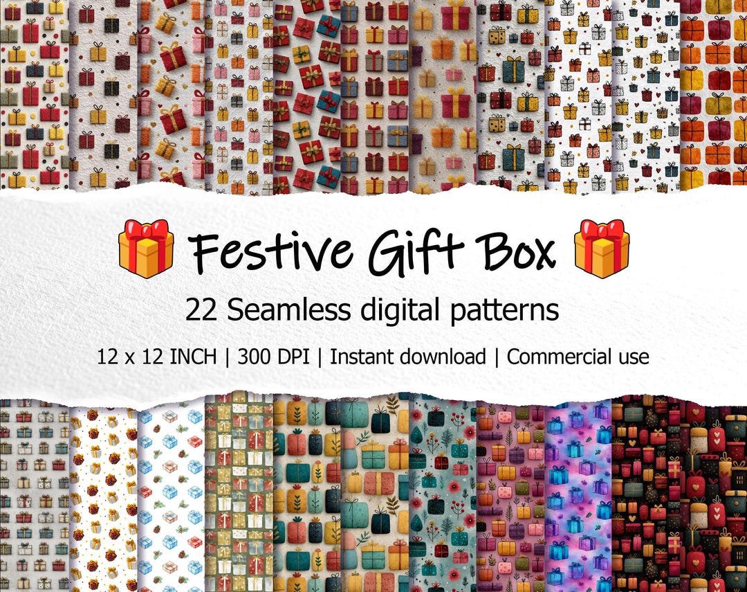 Festive Gift Box Pattern | Christmas Seamless Digital Patterns ...