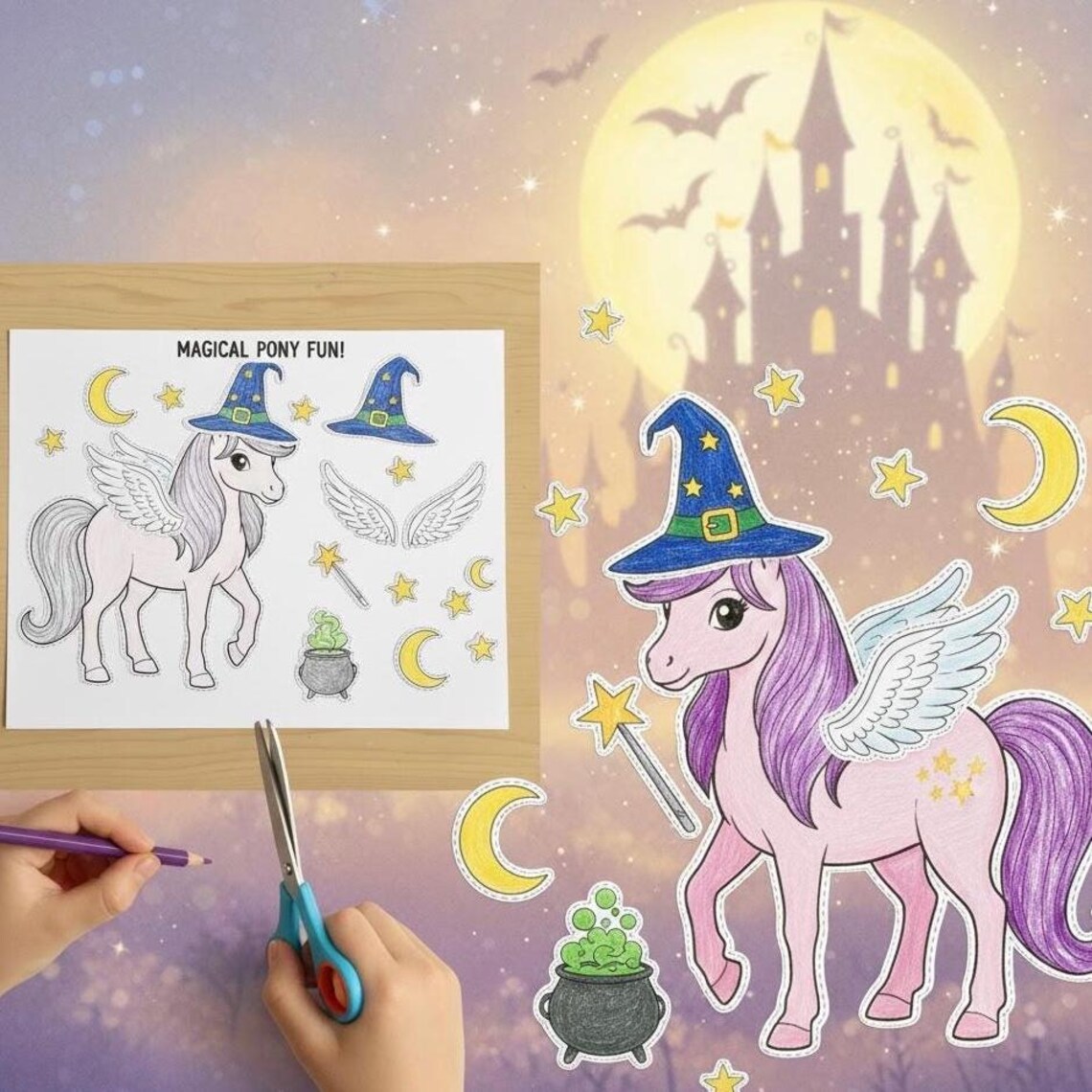 Build A Unicorn, Cut and Paste Craft, Pony, Wizard, Fun, Kids Activity ...
